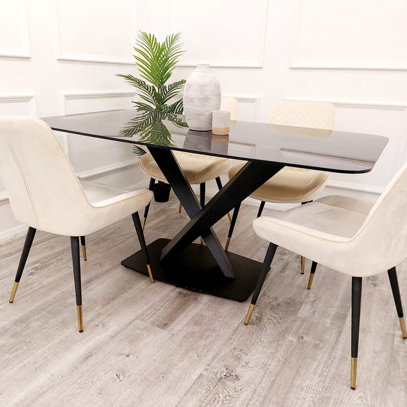 Apollo Dining Table 1.6m + Luna Chairs – Lux Interiors